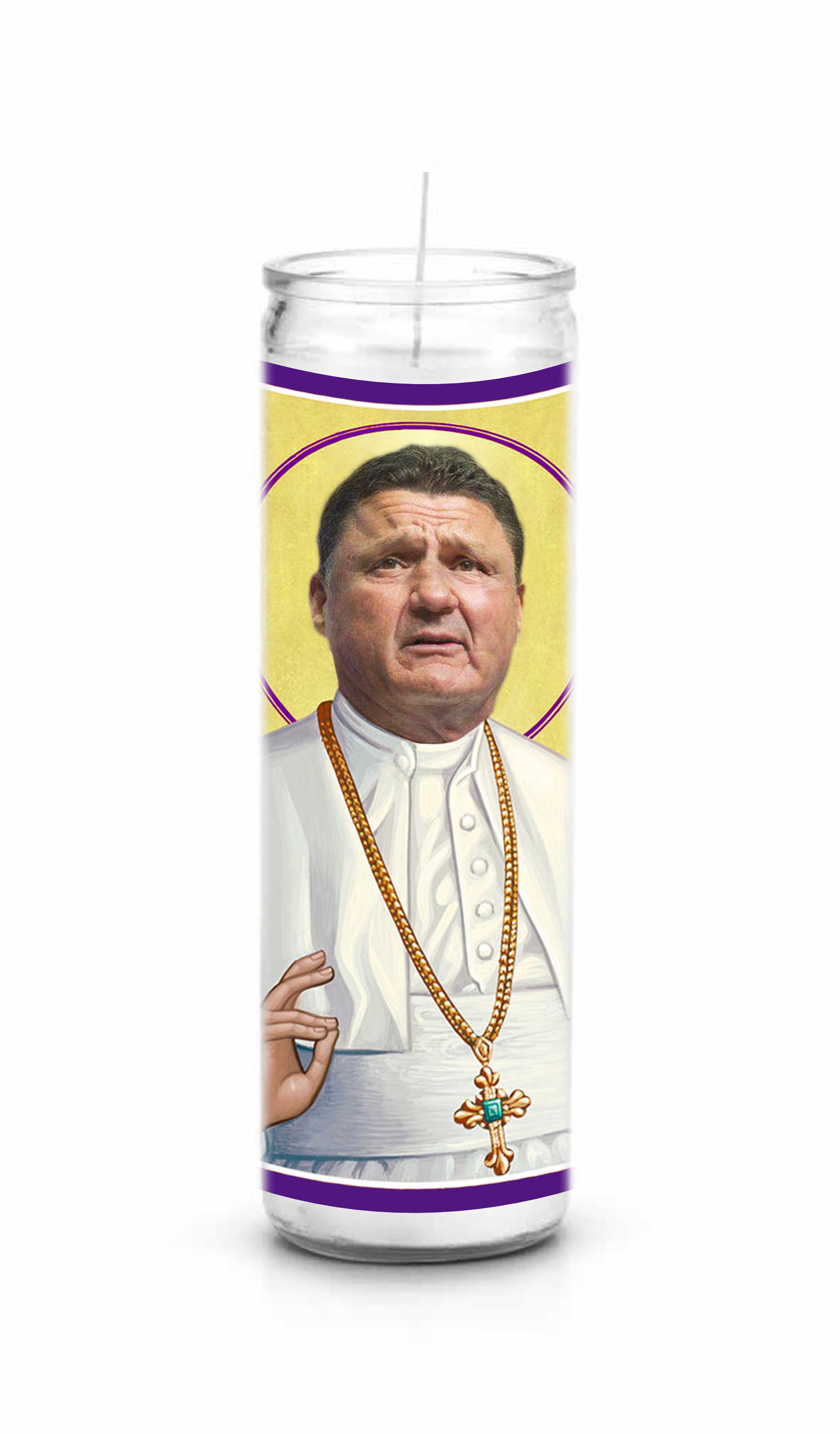 Ed Orgeron LSU Tigers Celebrity Prayer Candle – Celeb Prayer Candles
